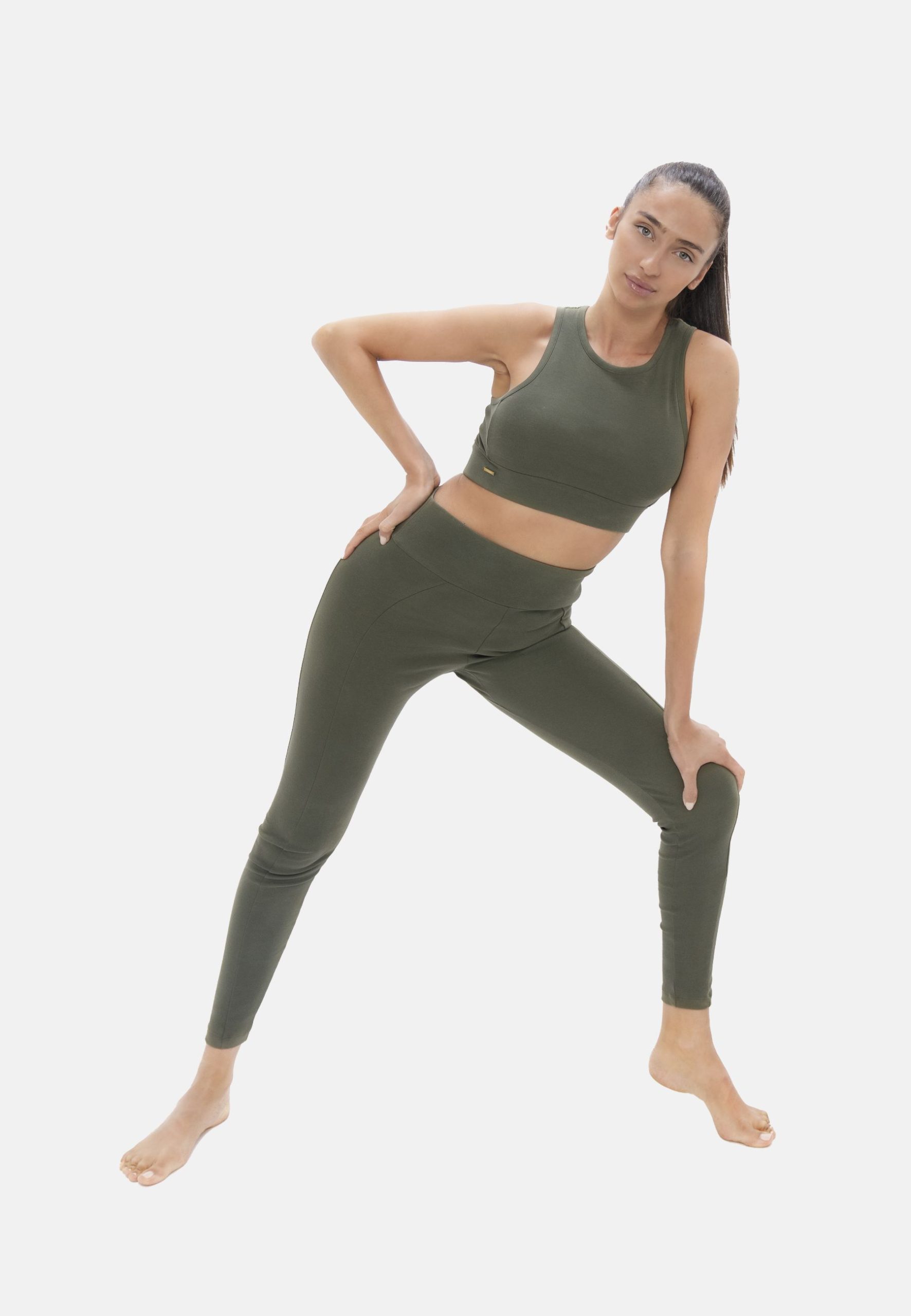 Munich – High Waisted Leggings – Green Ash – Lovebrook & Green